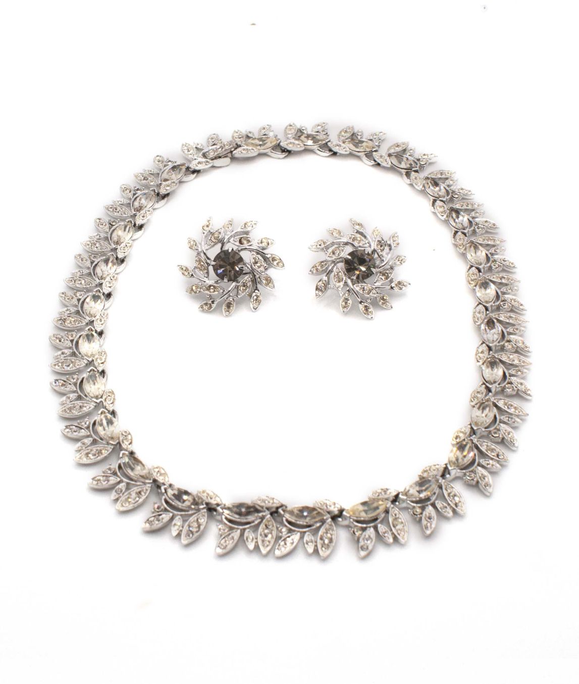 Weiss Demi Parure Crystal Earrings and Necklace | Gadelles Vintage