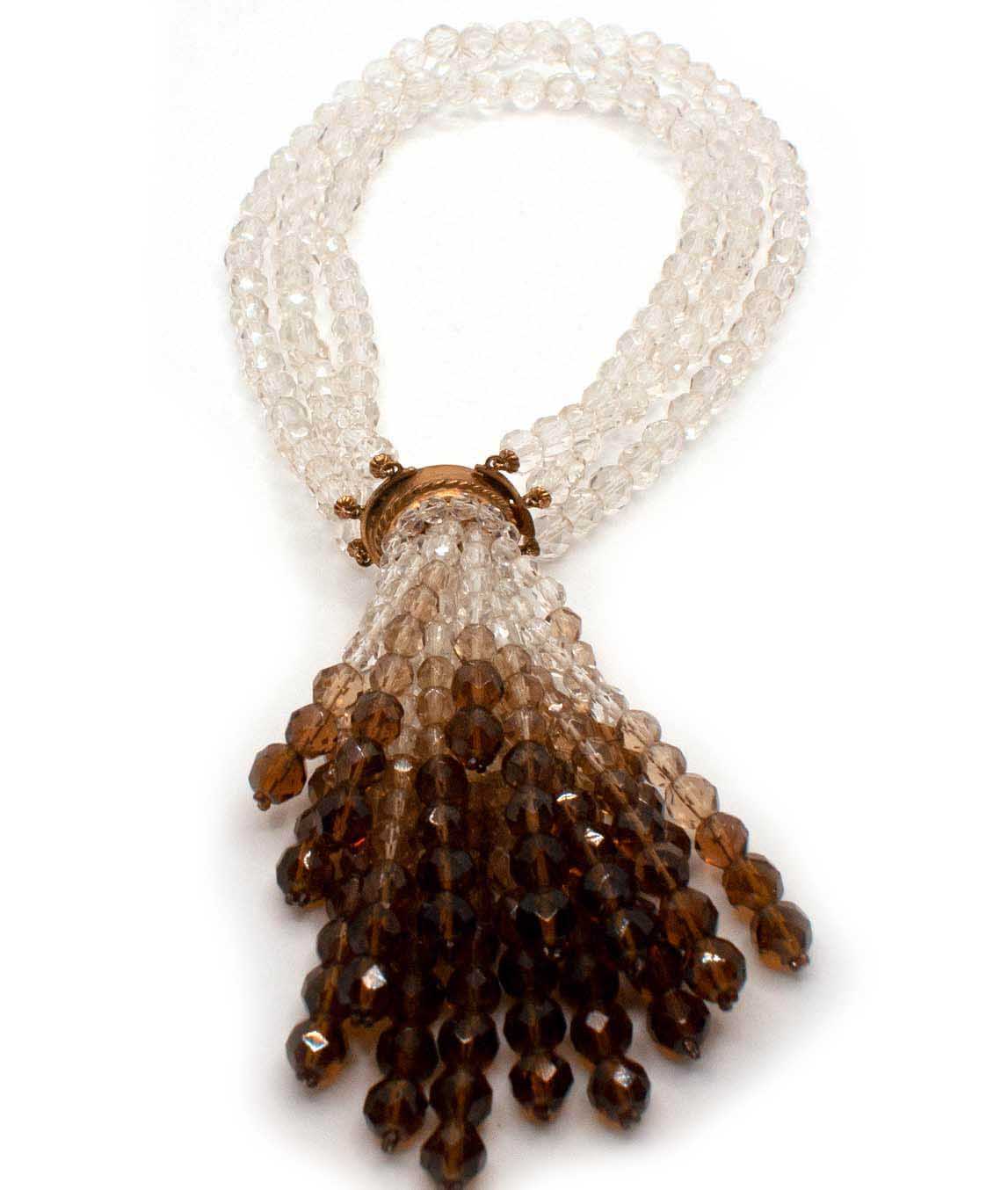 Coppola e Toppo Brown and Clear Crystal Necklace | Gadelles Vintage