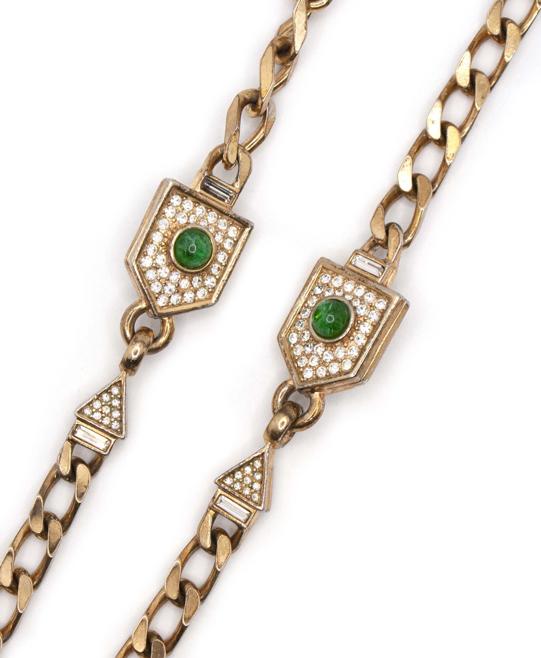 Christian Dior Opera Length Chain with Green and Blue | Gadelles Vintage